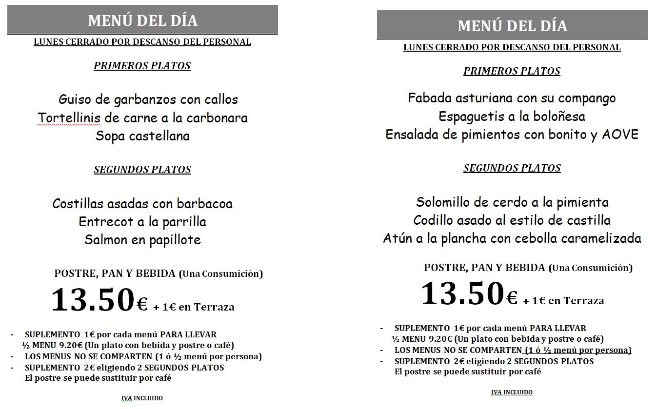 Menú del día en Vallecas - Puerta Bisagra asador restaurante